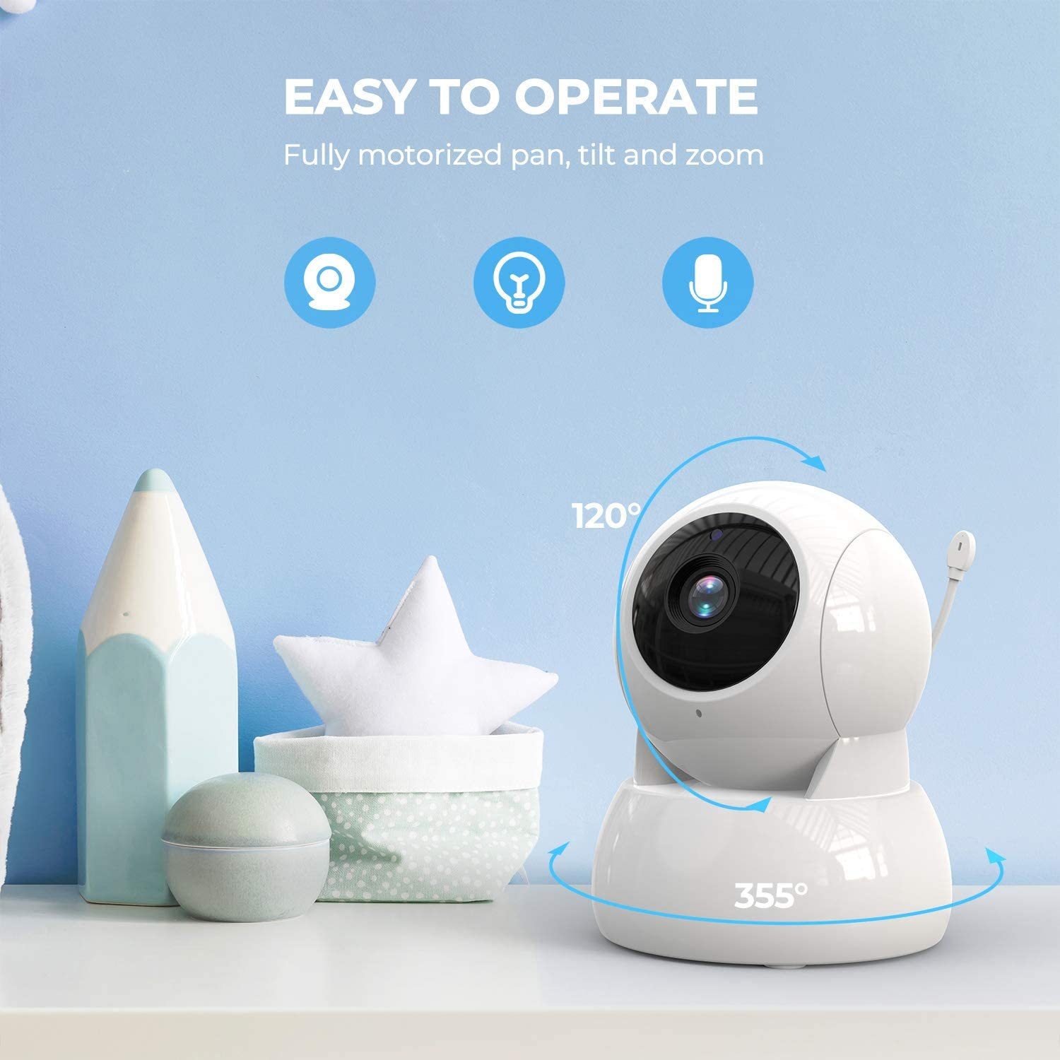 Smart 5 Inch Video Baby Monitor with Camera and Audio Temperature Alarm ...