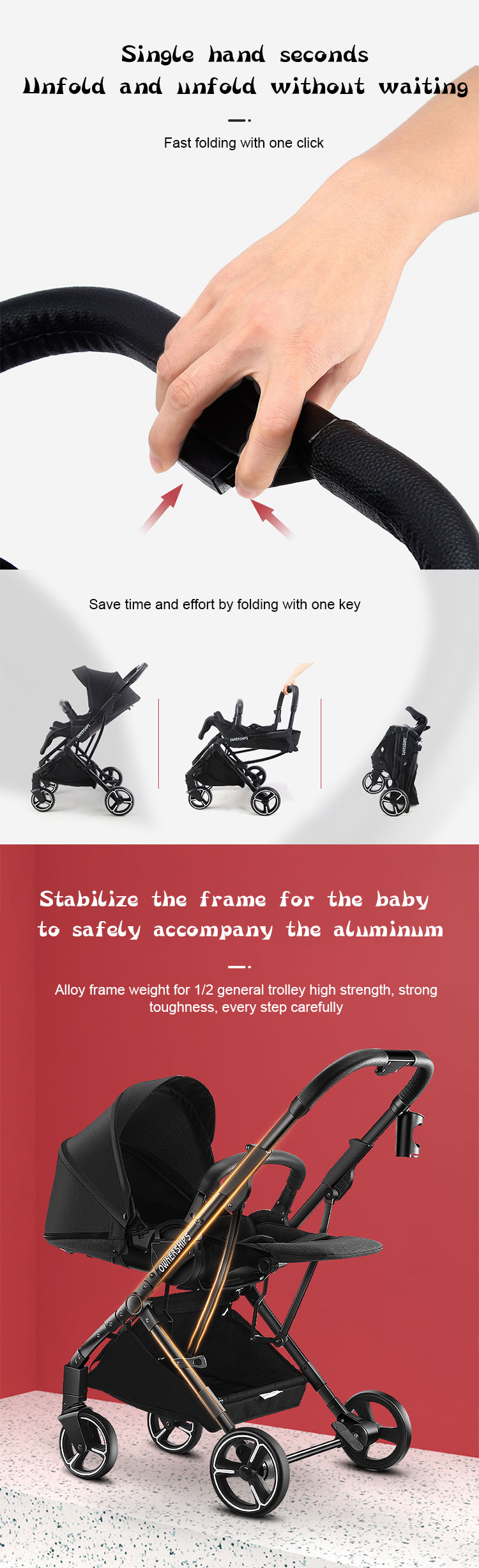 Portable baby stroller, turquoise - aluminium frame light baby stroller ...