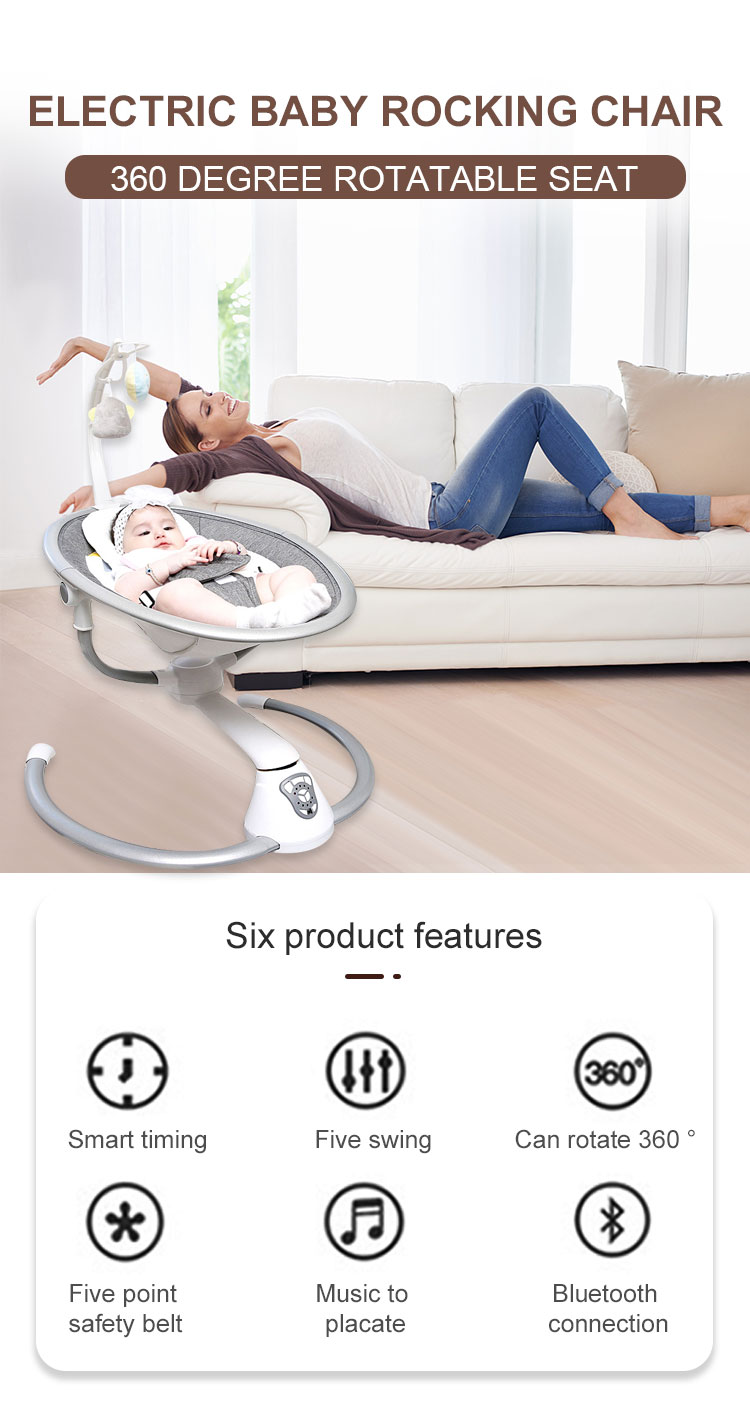 Electric Baby Bouncer Rotate Baby Seat 360 Degrees Infant Rocker Chair